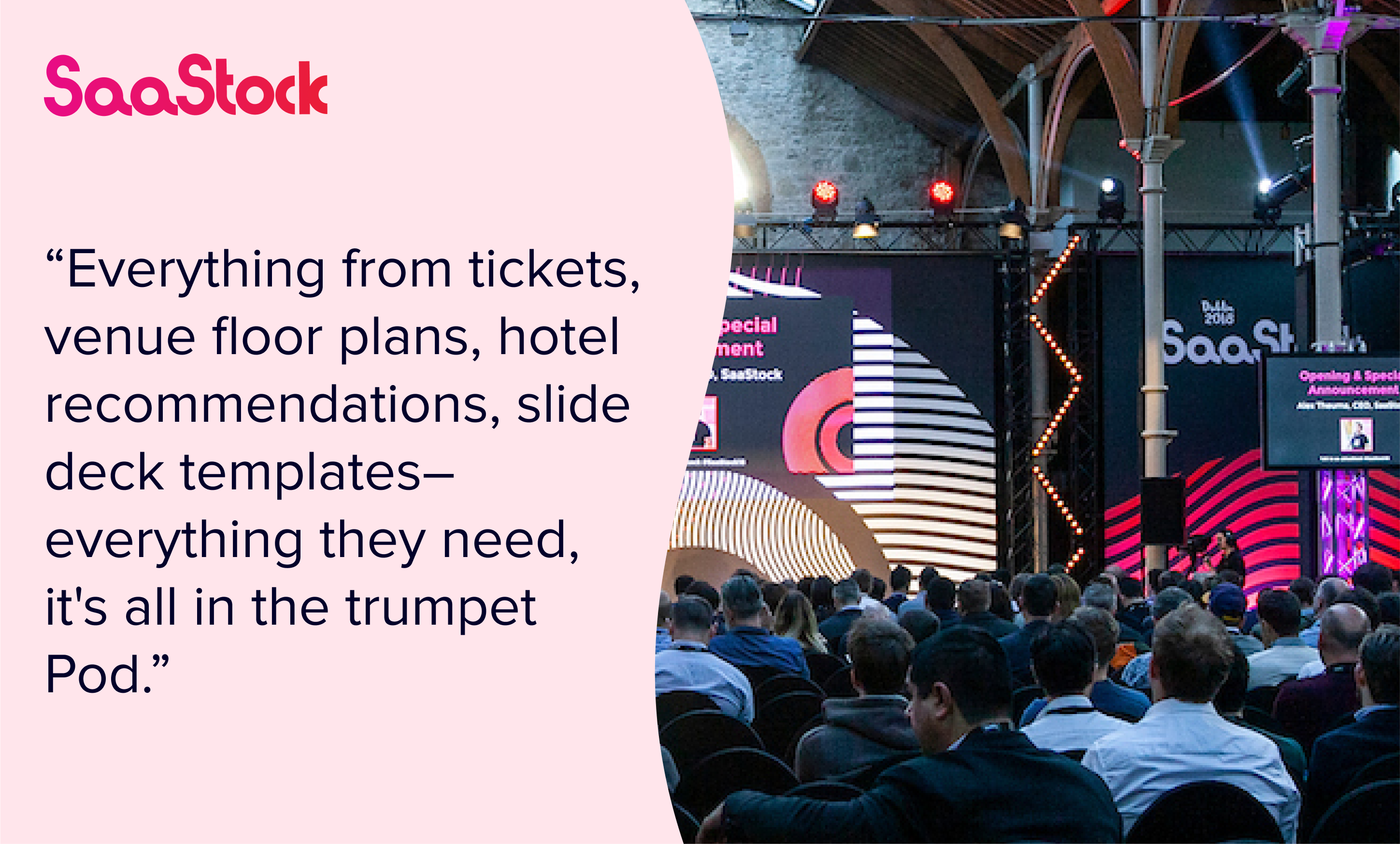 How SaaStock are coordinating 100+ event speakers (at once) inside Pods | trumpet